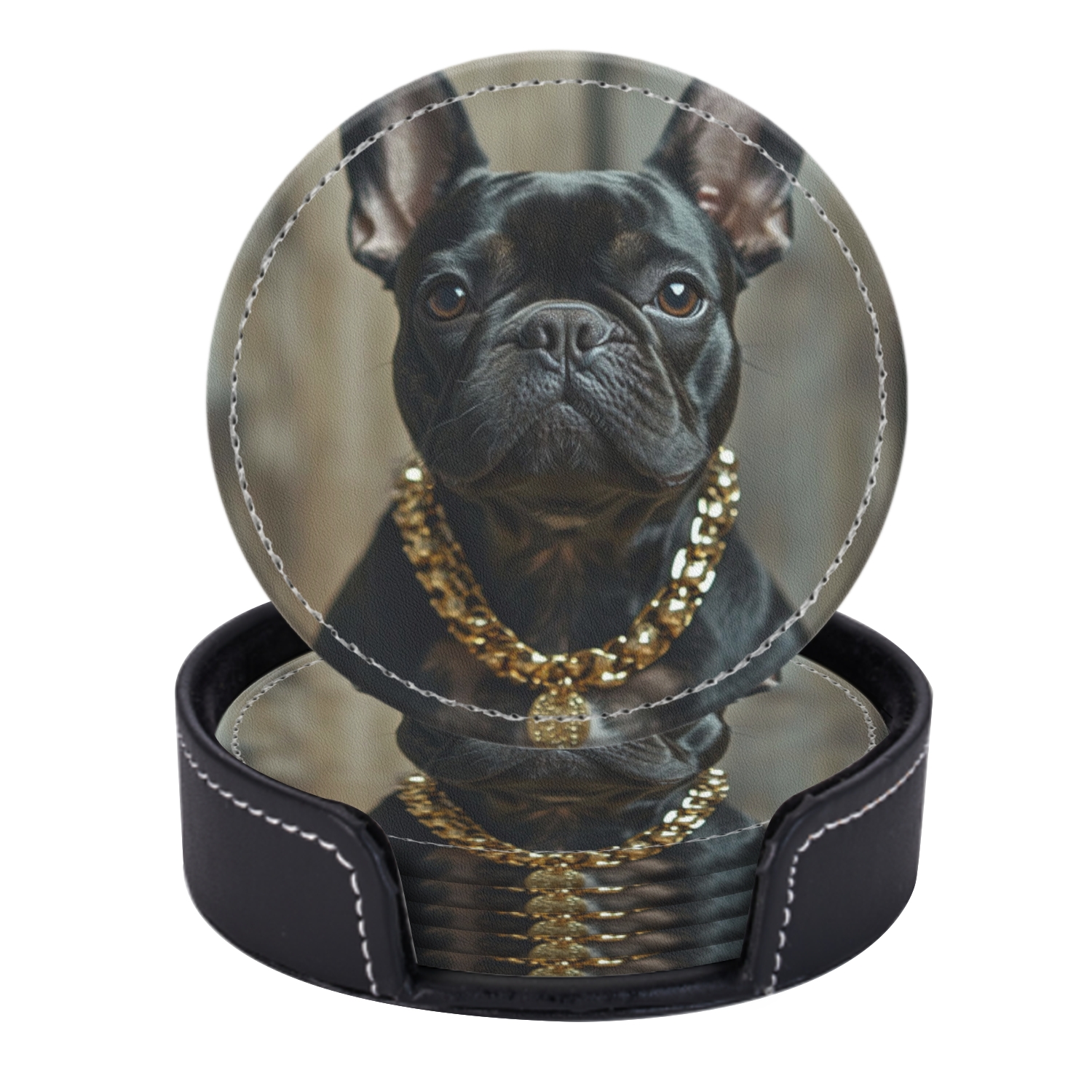 PU Leather Coasters for Drinks Bar Beer,Set of 6 with Holder,Round ...