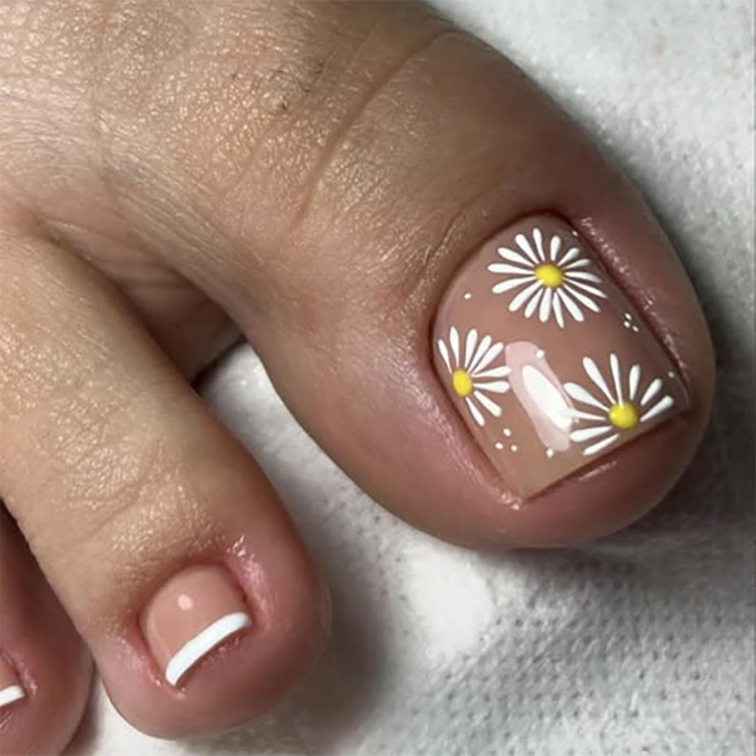 Black French Tip Press on Toenails Bow Fake Toenails Short Square Glue ...