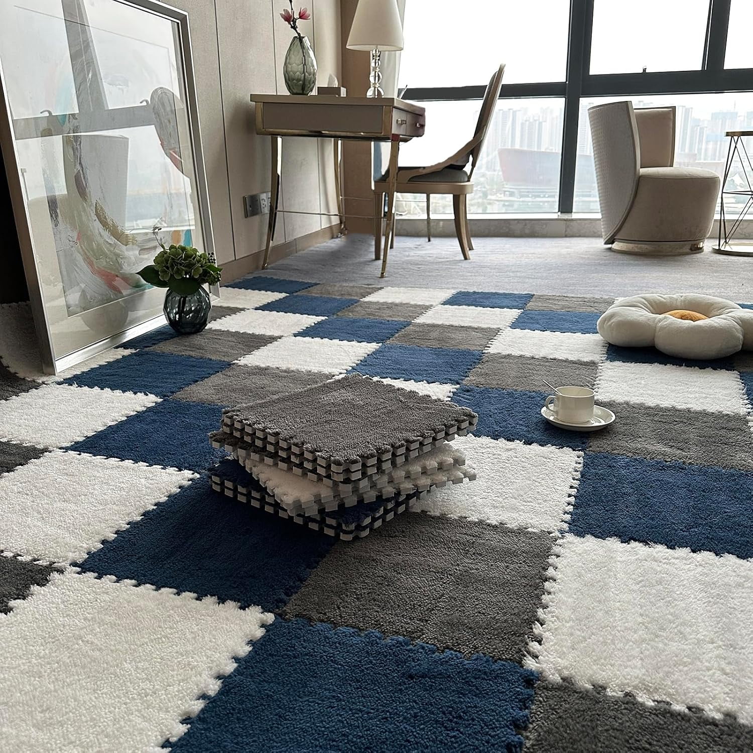 Black and Friday 2024 Clearance Plush Foam Floor Tiles for Kids,Carpet ...