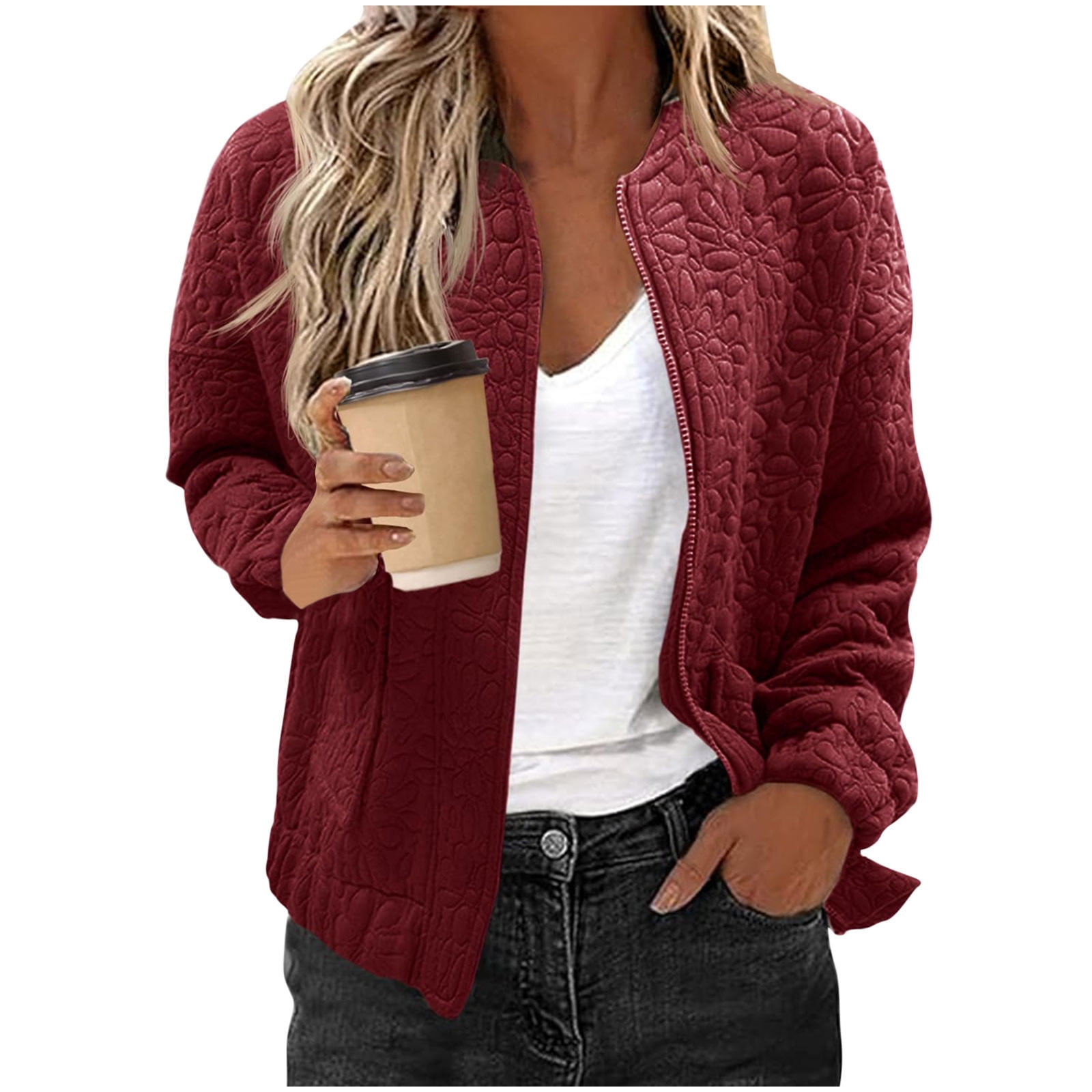 Black*Friday ChaoHeng Fall Jackets for Women 2025 Women's Solid Color ...