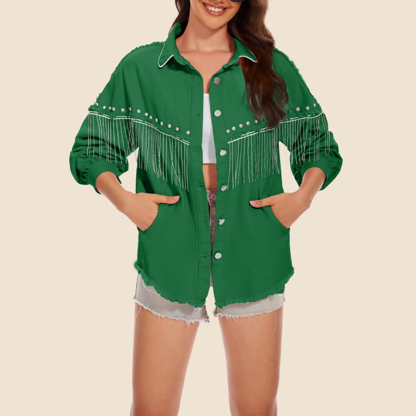 Black**Friday ChaoHeng Oversized Denim Jacket Women Women's Style Chain ...