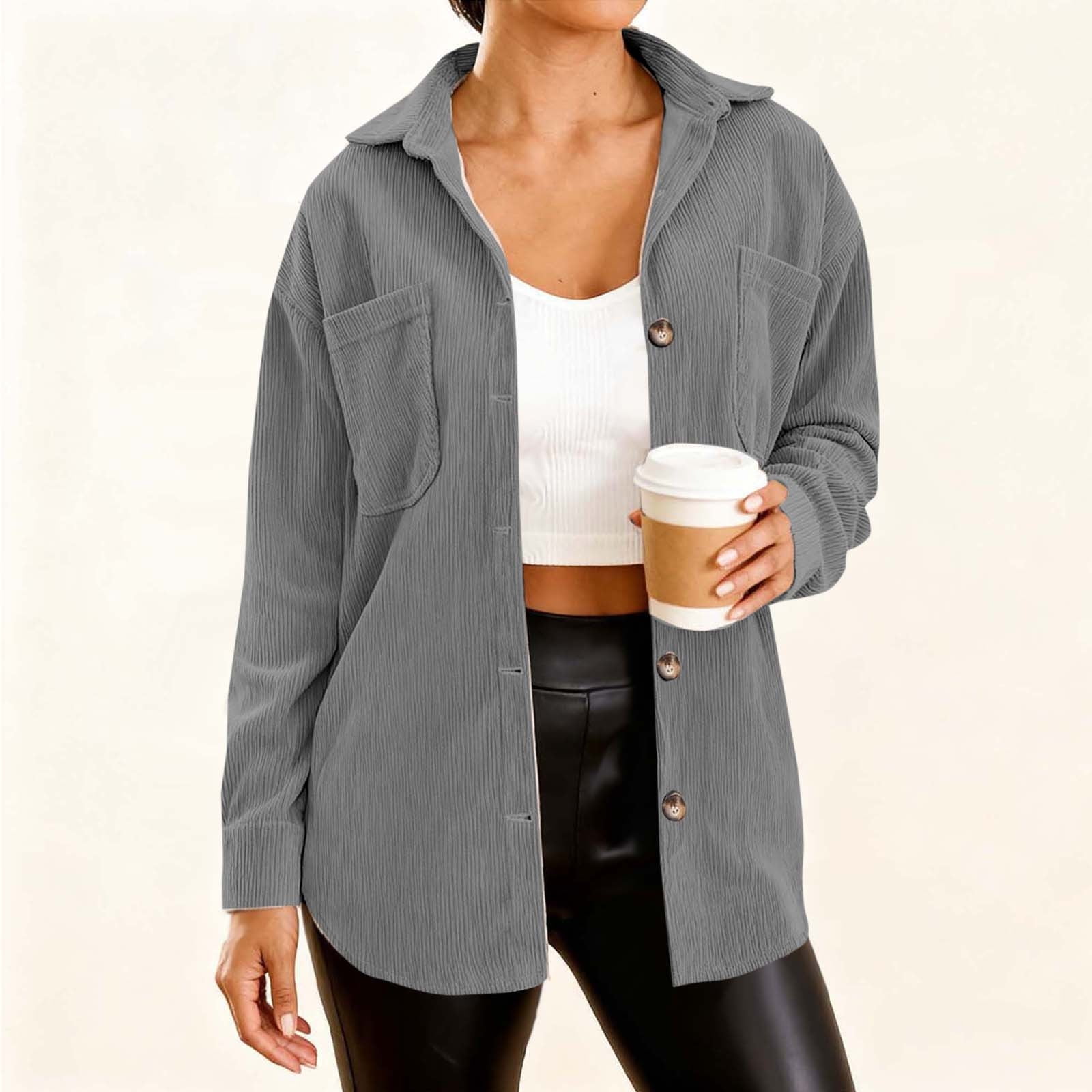 Black**Friday Chaoheng Plus Size Coats for Women Women's Corduroy ...