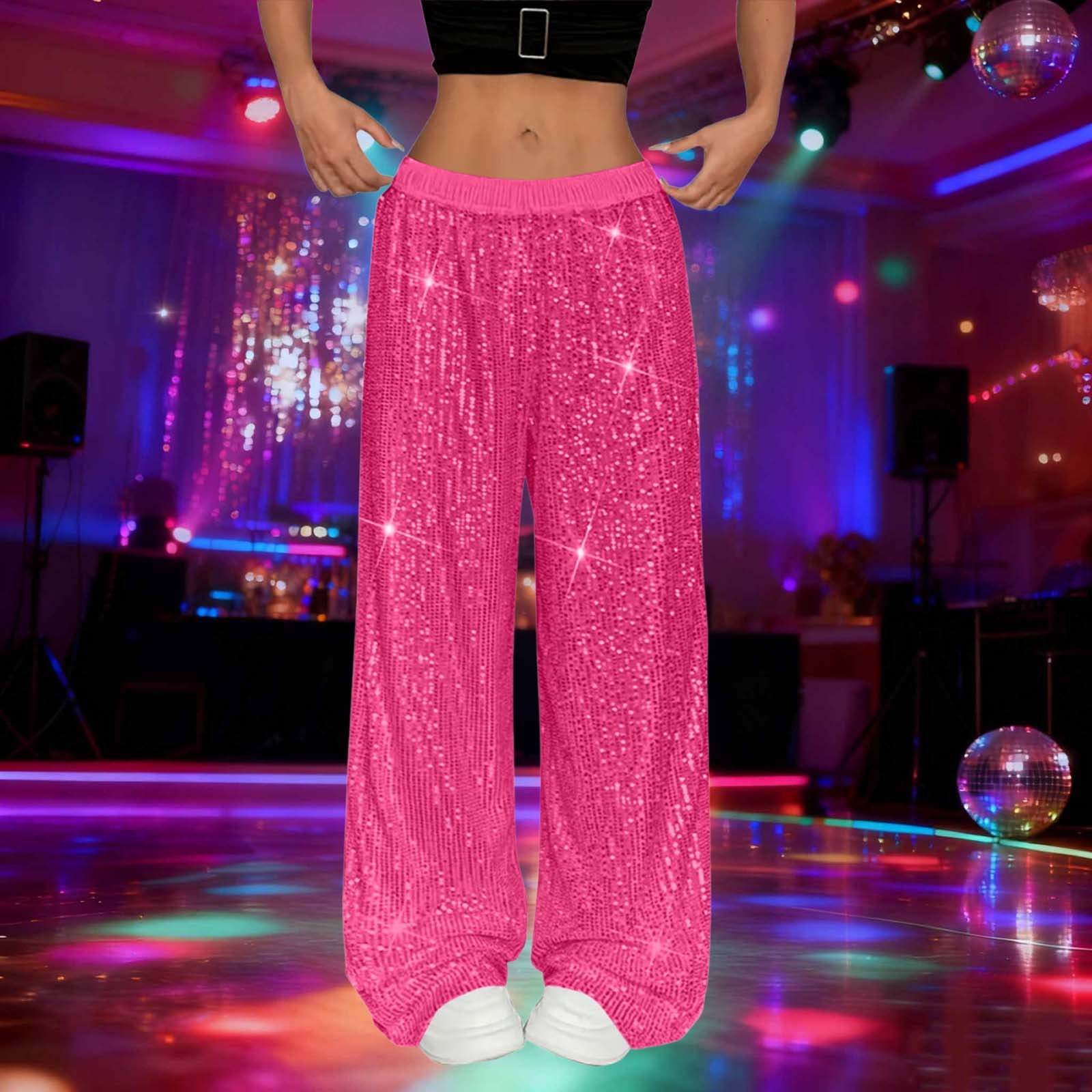 Black**Friday Chaoheng Plus Size Trousers for Women Women's Sequin High ...