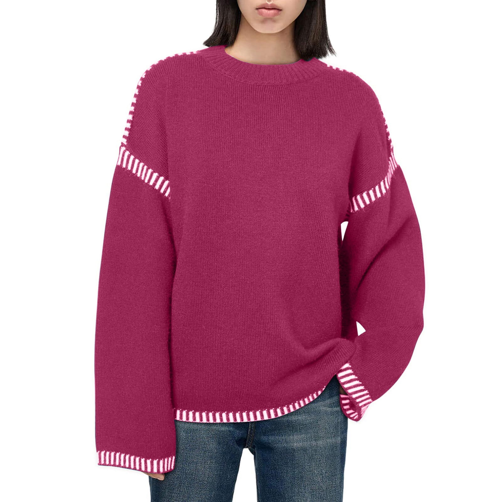 Black*Friday Chaoheng Women Sweaters Clothing Women's Color Block Knit ...