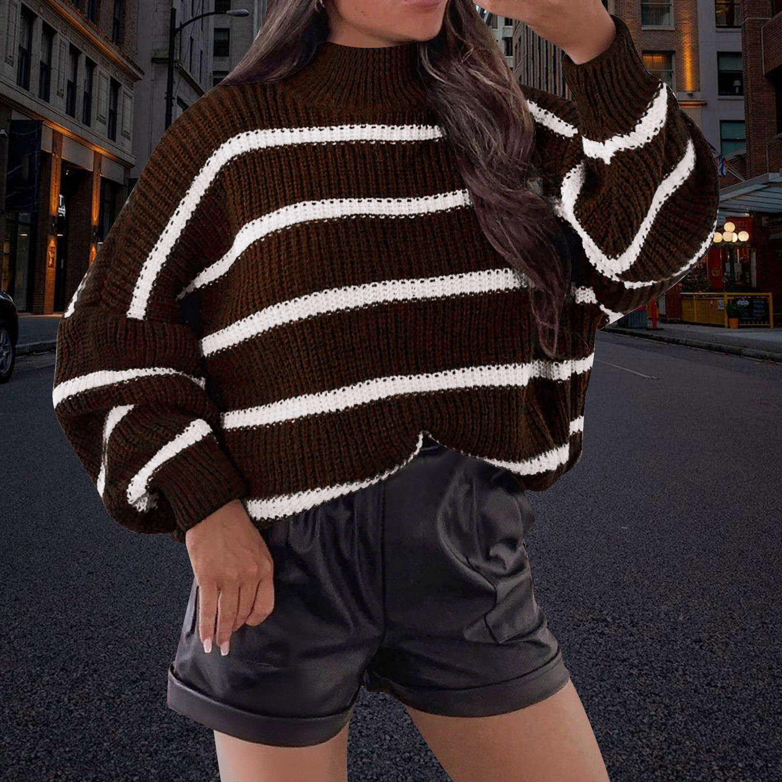 Black*Friday Chaoheng Women Sweaters Clothing Women's Striped Color ...