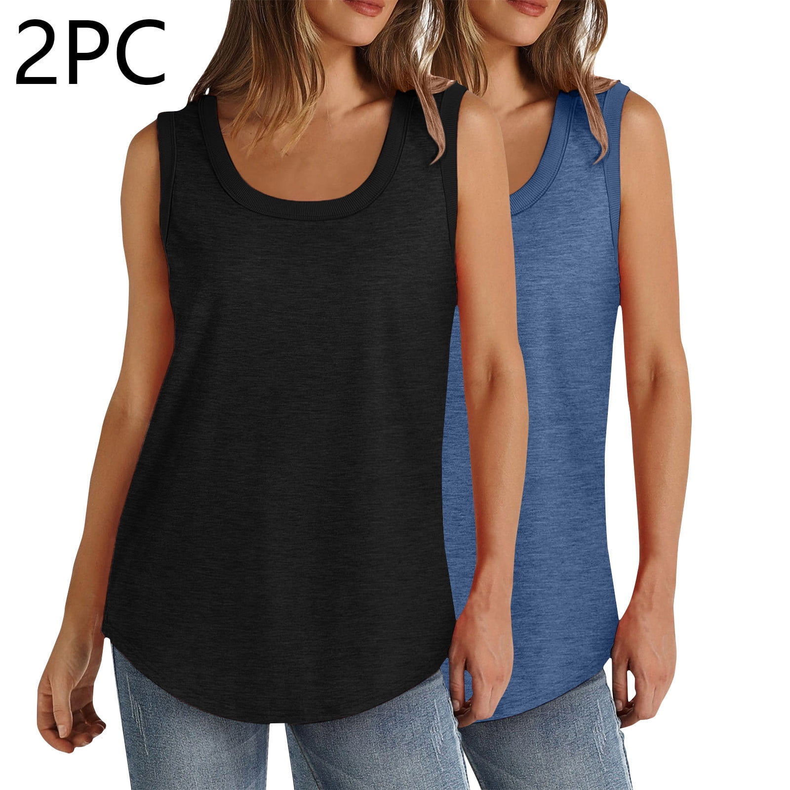 Clearance 2 Pack Tank Tops for Women Plus Size Cotton Women'S Summer ...
