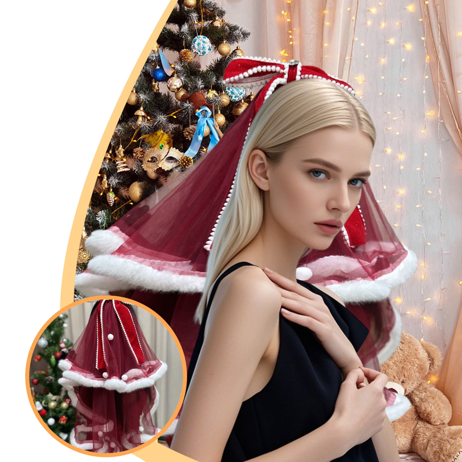 Nrmrqz Christmas Veiling Velvet Bow Red And White Veiling Birthday ...