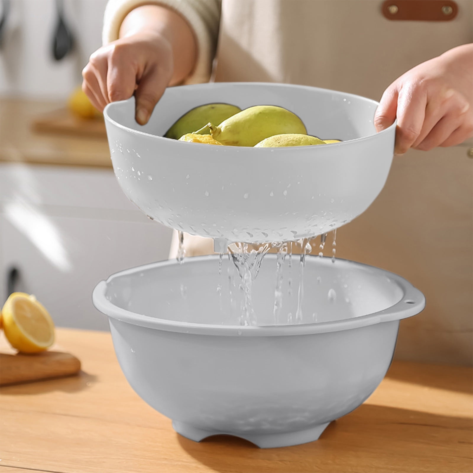 Nrmrqz Multi Functional Basket New Fruit Cleaning Bowl With Strainer ...
