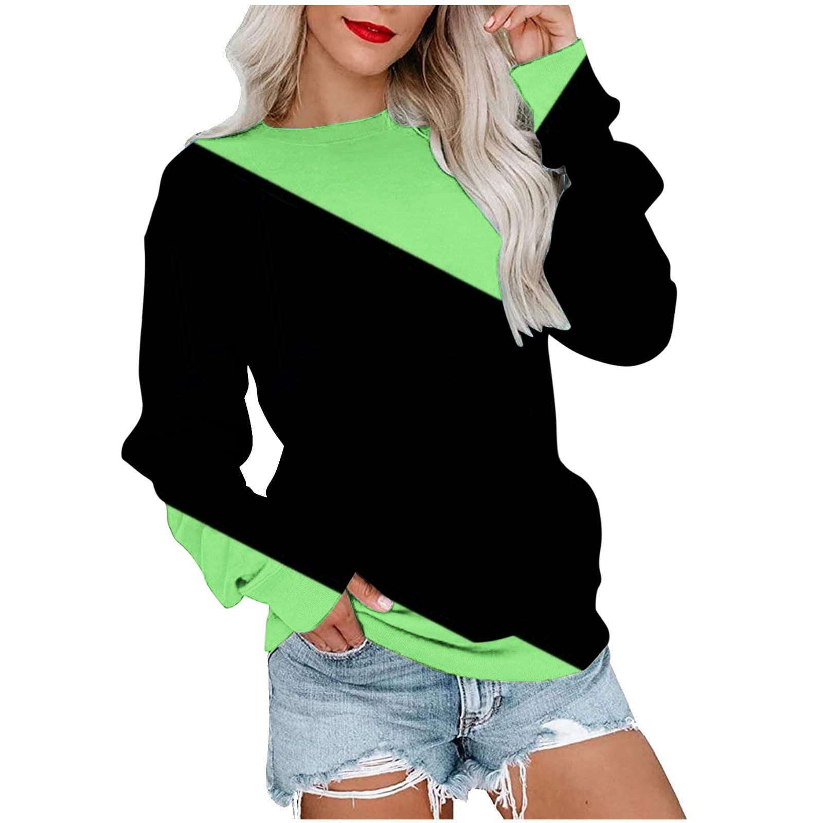 Clearance Sales Deals BUIgtTklOP no boundaries Color Block Sweatshirt ...