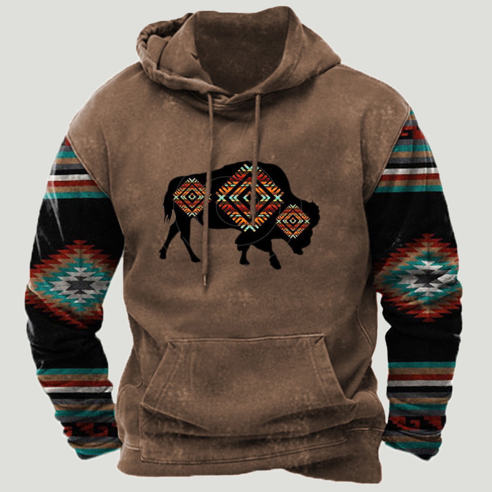 FAVIPT 2024 Men Western Hoodies Pullover,Men's Western Aztec ...