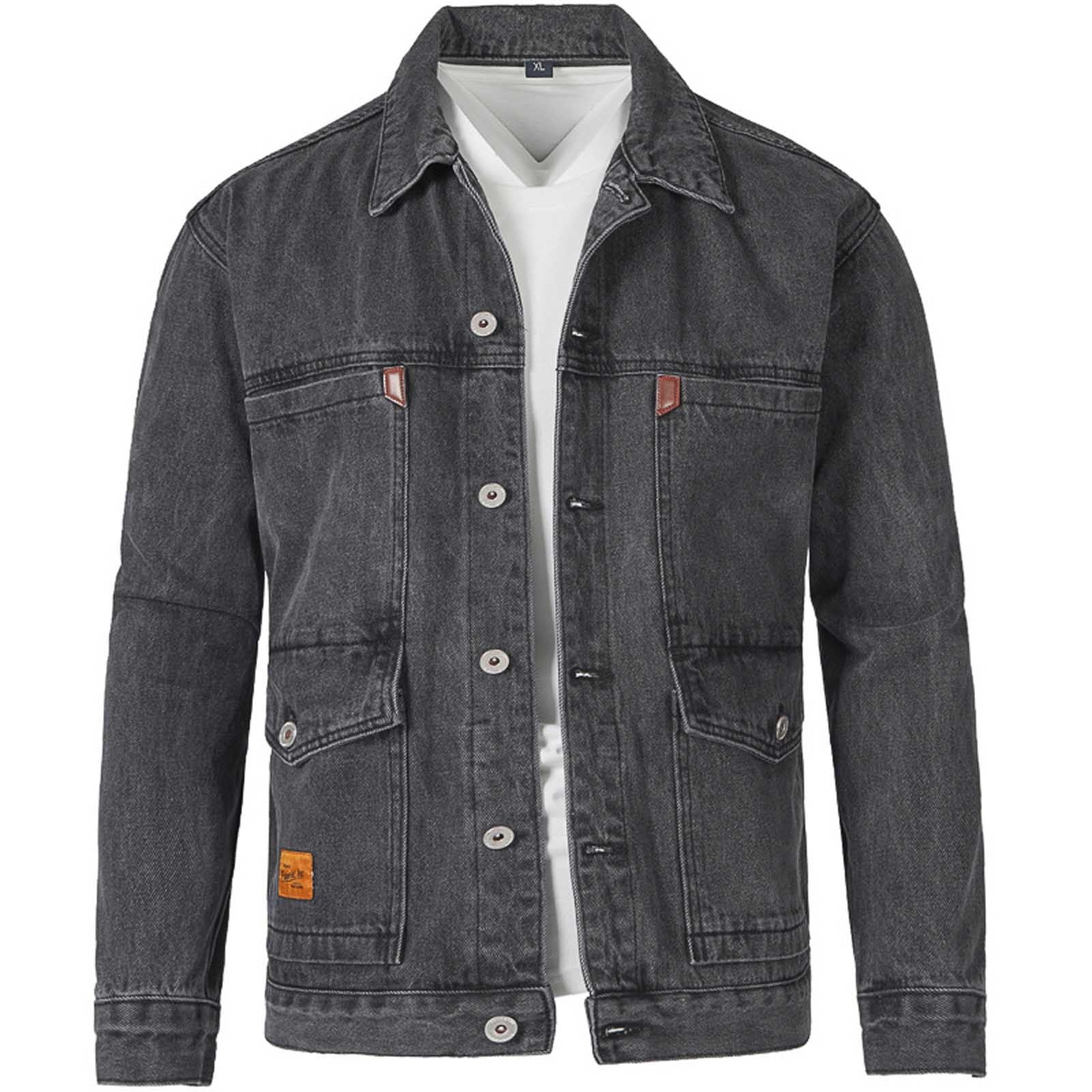 FAVIPT 2024 Men's Lined Denim Coats,Winter Mens Denim Jackets Fashion ...