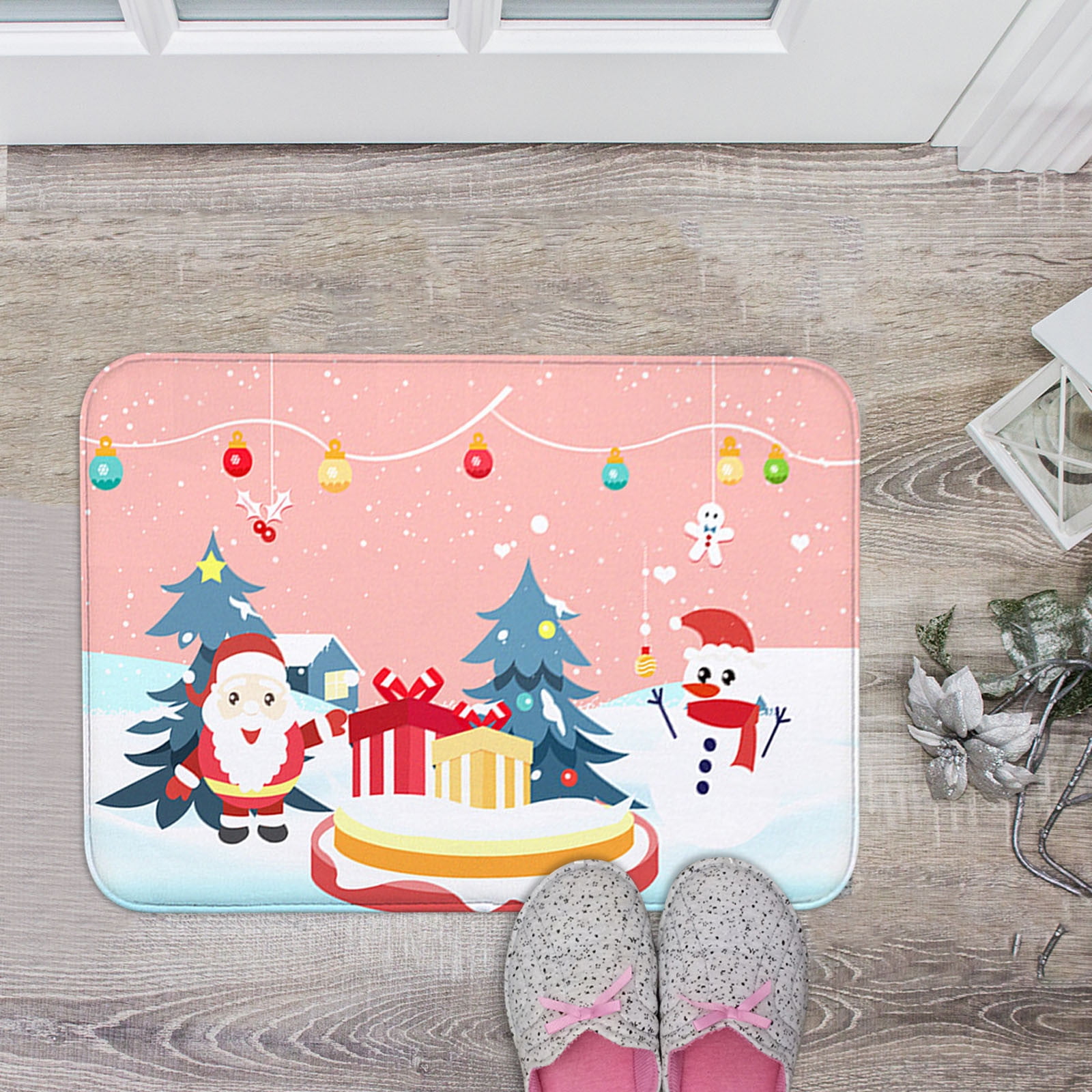 RKSTN Christmas Mat Santa Claus Carpet Red Gift Living Room Bedroom ...
