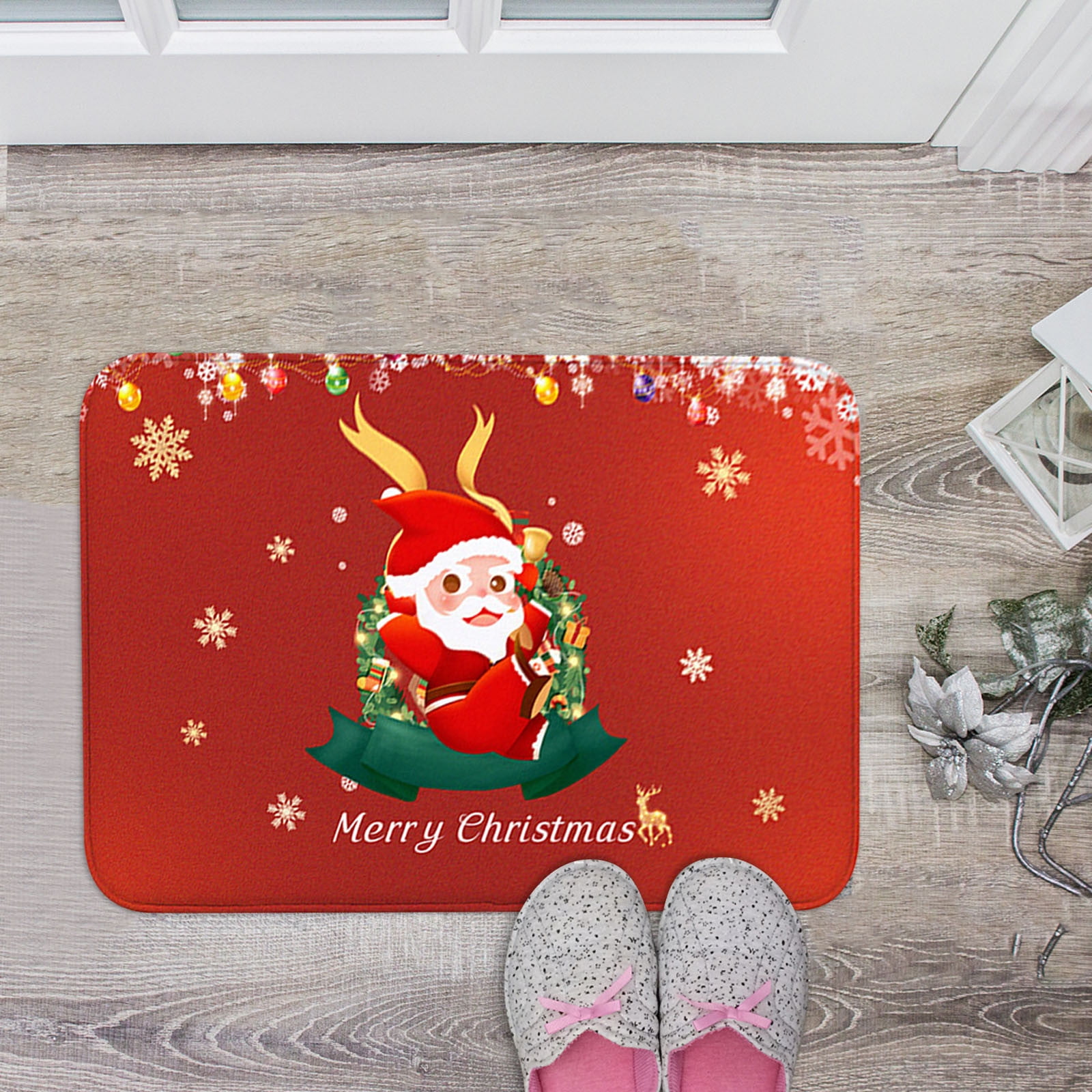 RKSTN Christmas Mat Santa Claus Carpet Red Gift Living Room Bedroom ...