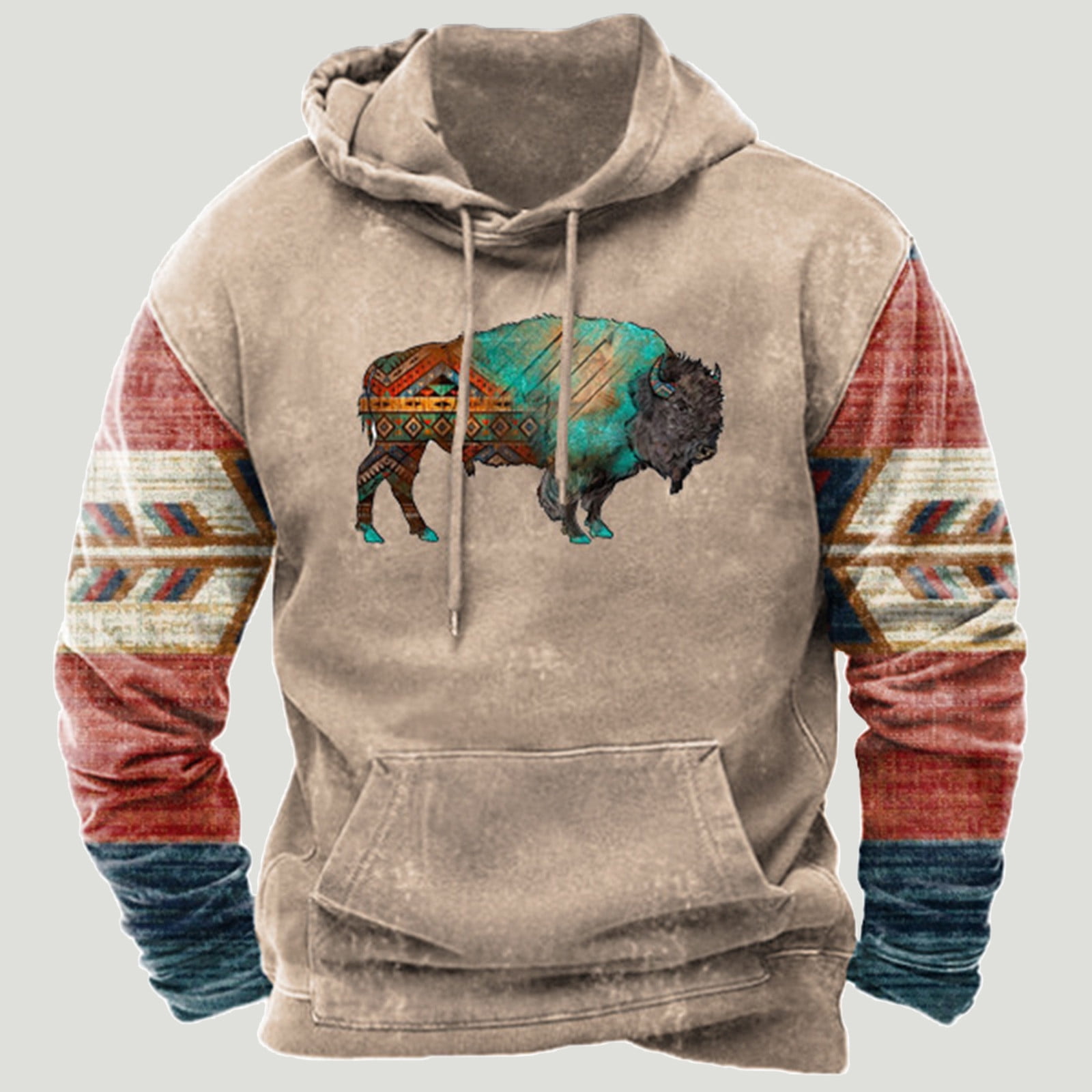 FAVIPT 2024 Vintage Hoodies for Men,Men's Western Aztec Sweatshirts ...