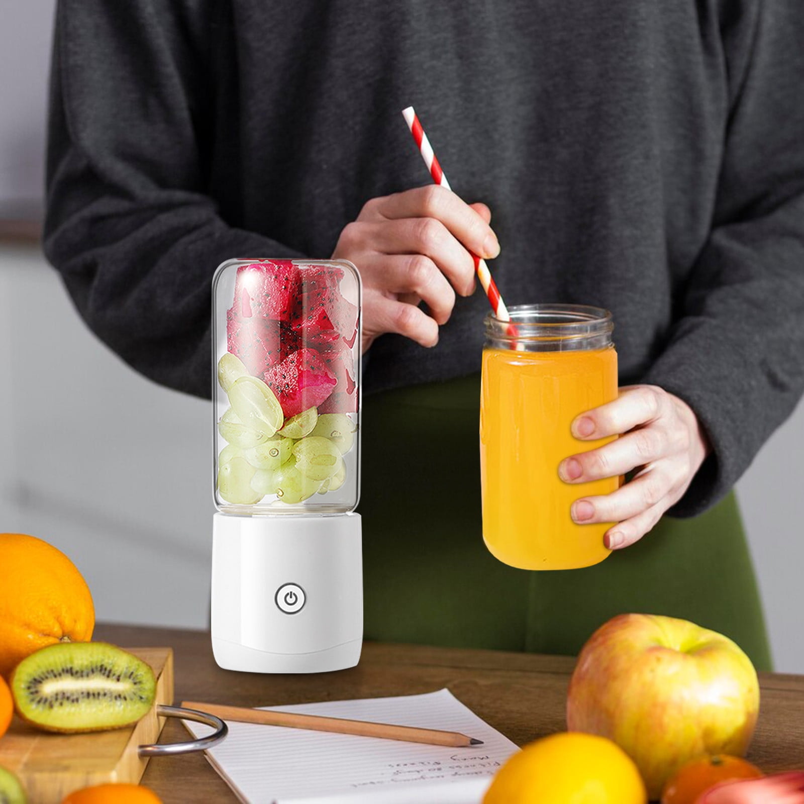 100Fens Blenders For Shakes And Fruit Juicer USB Rechargeable With 6 ...