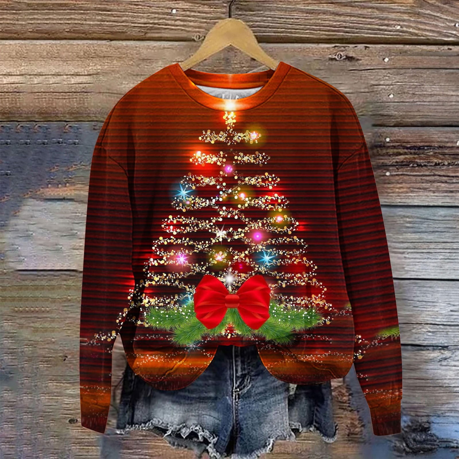 New Years Clearance 2025 Clothes Christmas Blouses For Women Plus Size 34crewneck Christmas