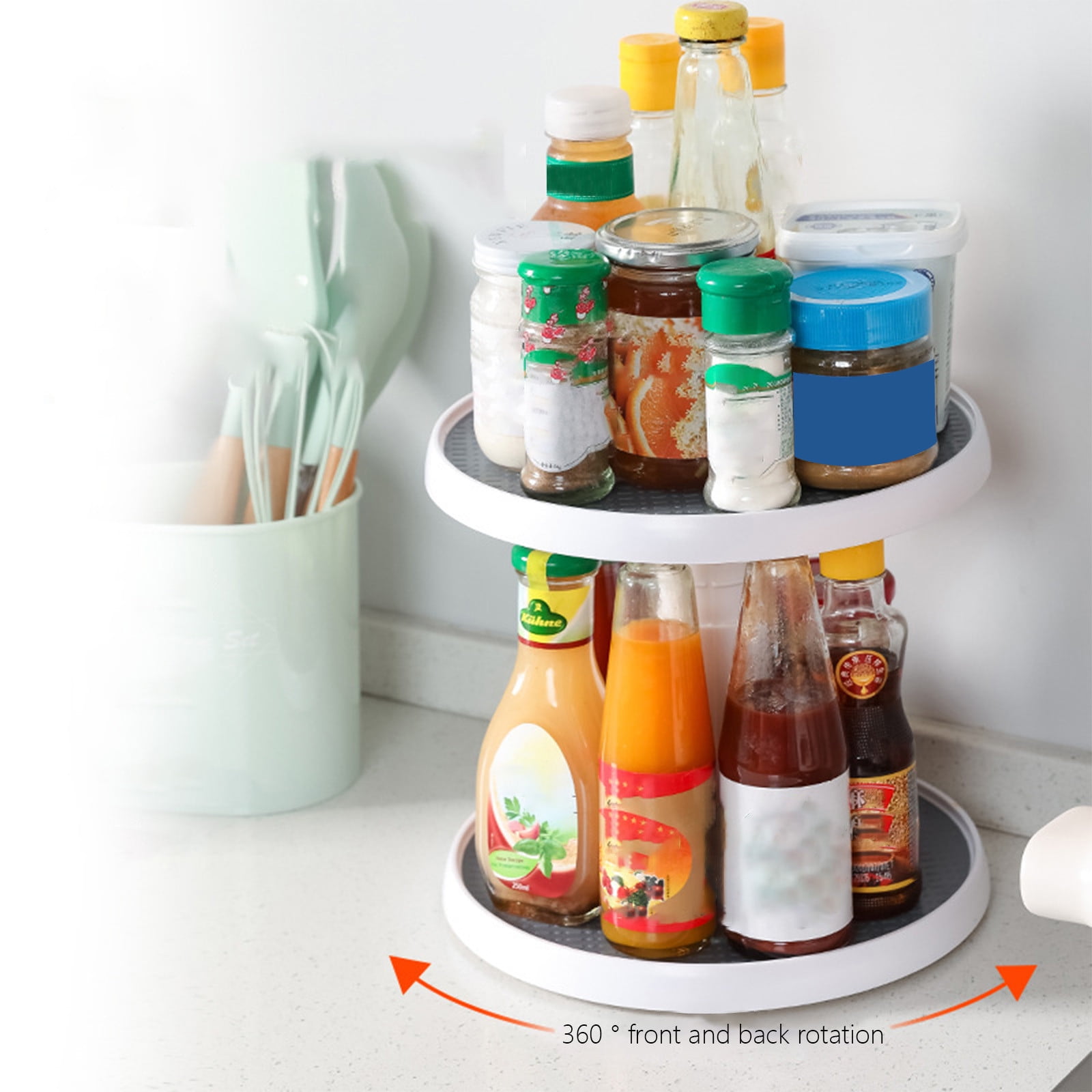 Under 25, 2 Tier Spice Rack Organizer for Kitchen Cabinet Tiered Tray ...