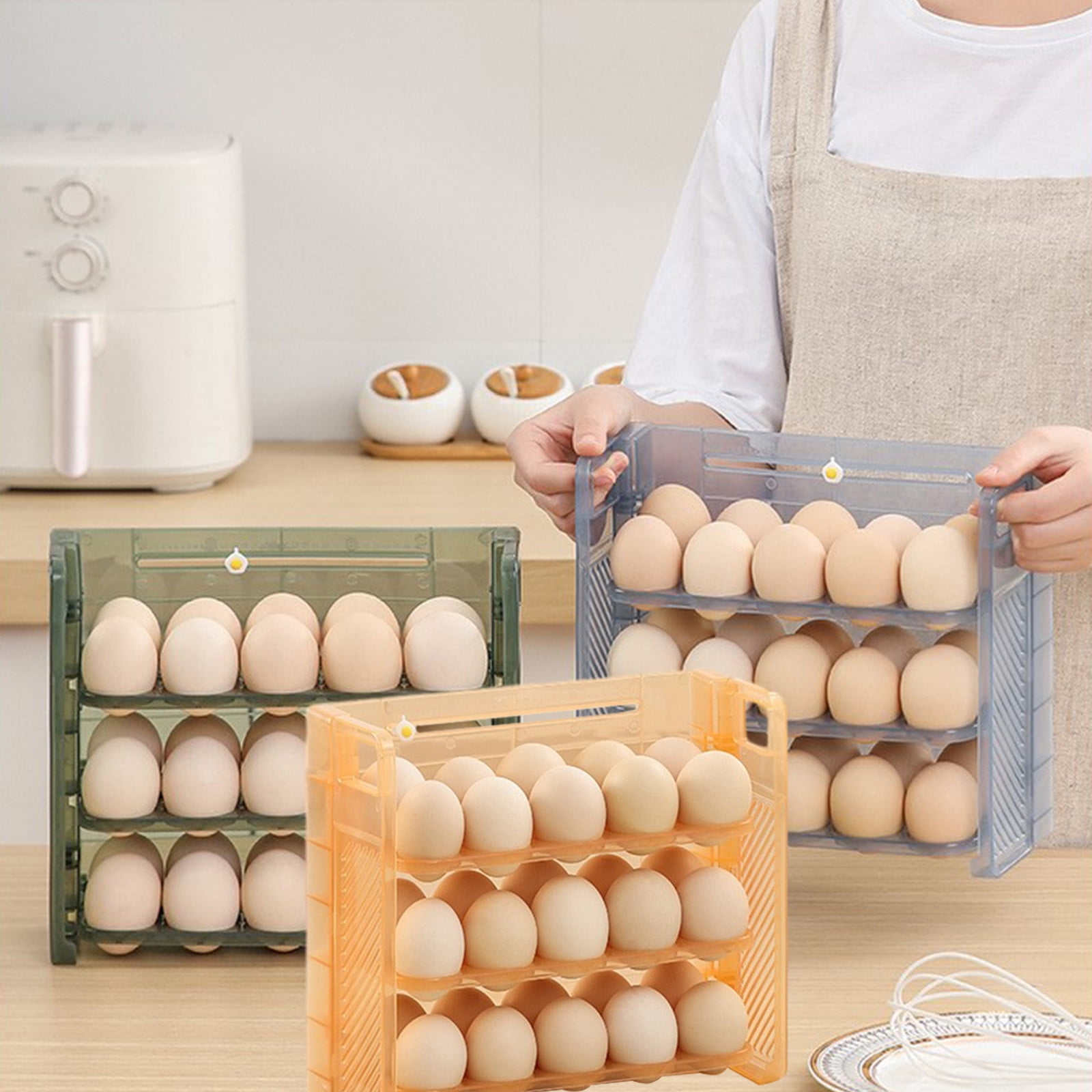 Under 10, Record Storage Date Eggs Storage Container with Scale ...