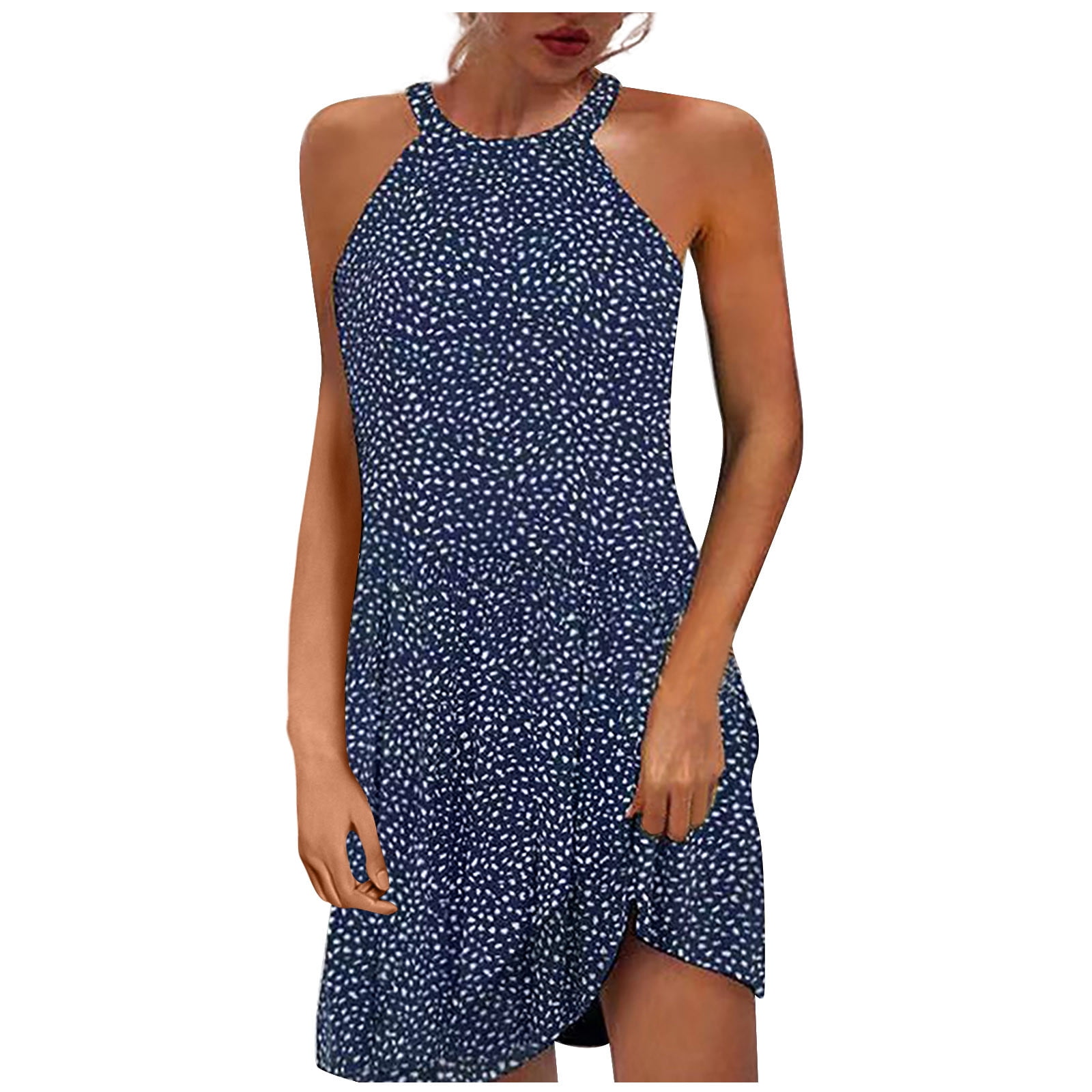 Summer Dresses for Women 2023, Women Halter Neck Dresses Sleeveless ...
