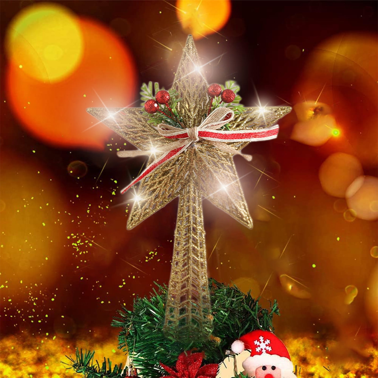 Nrmrqz Christmas Hollow Star Tree Topper Christmas Decoration Holiday ...