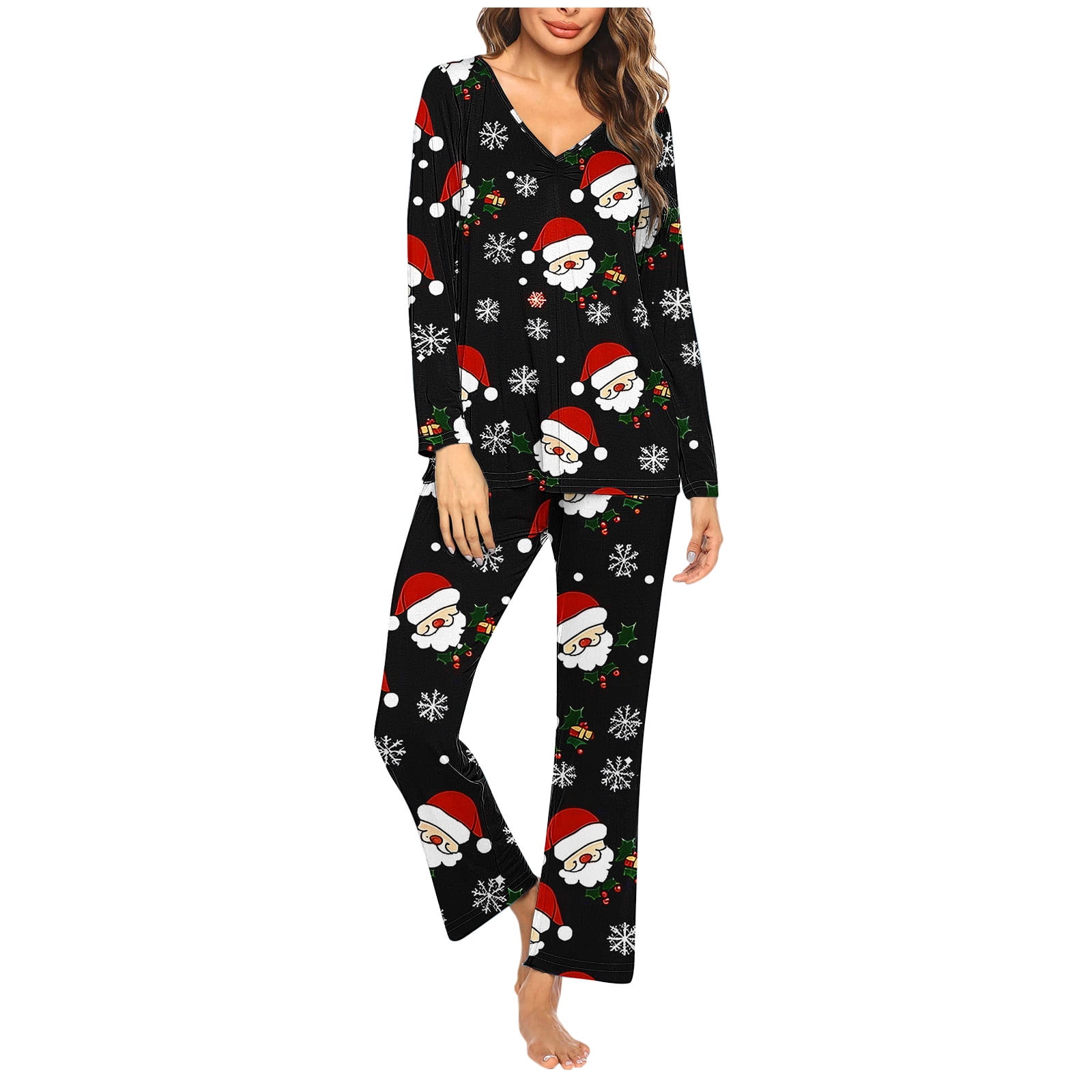 XWSHYW Pajamas for Women Fashion Geometric Pattern Christmas Pajamas ...