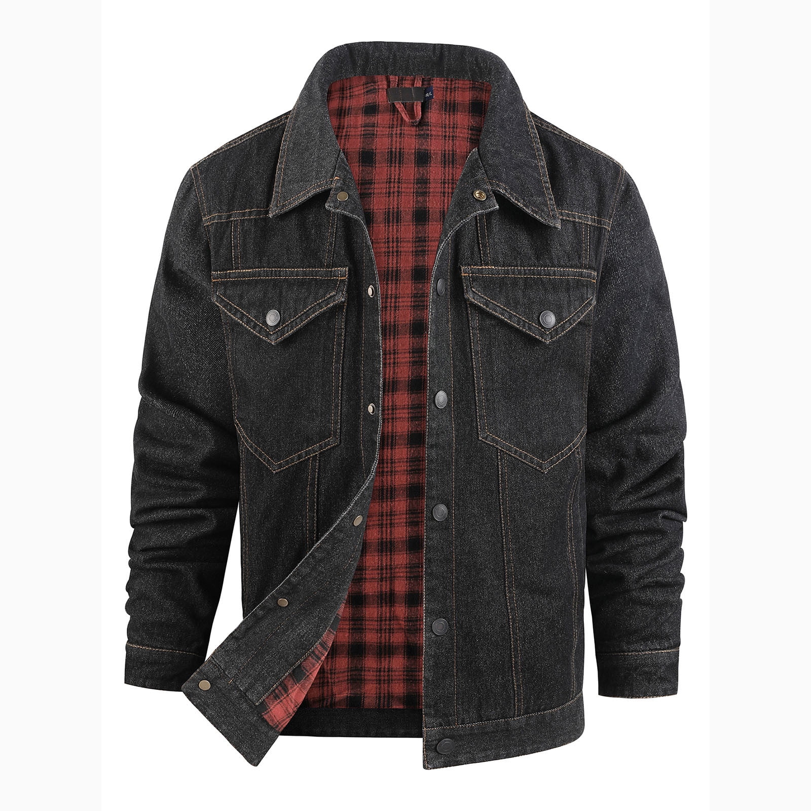 CaiJunJia Clearance No Boundaries Men's Denim Shirt Jacket Plaid ...