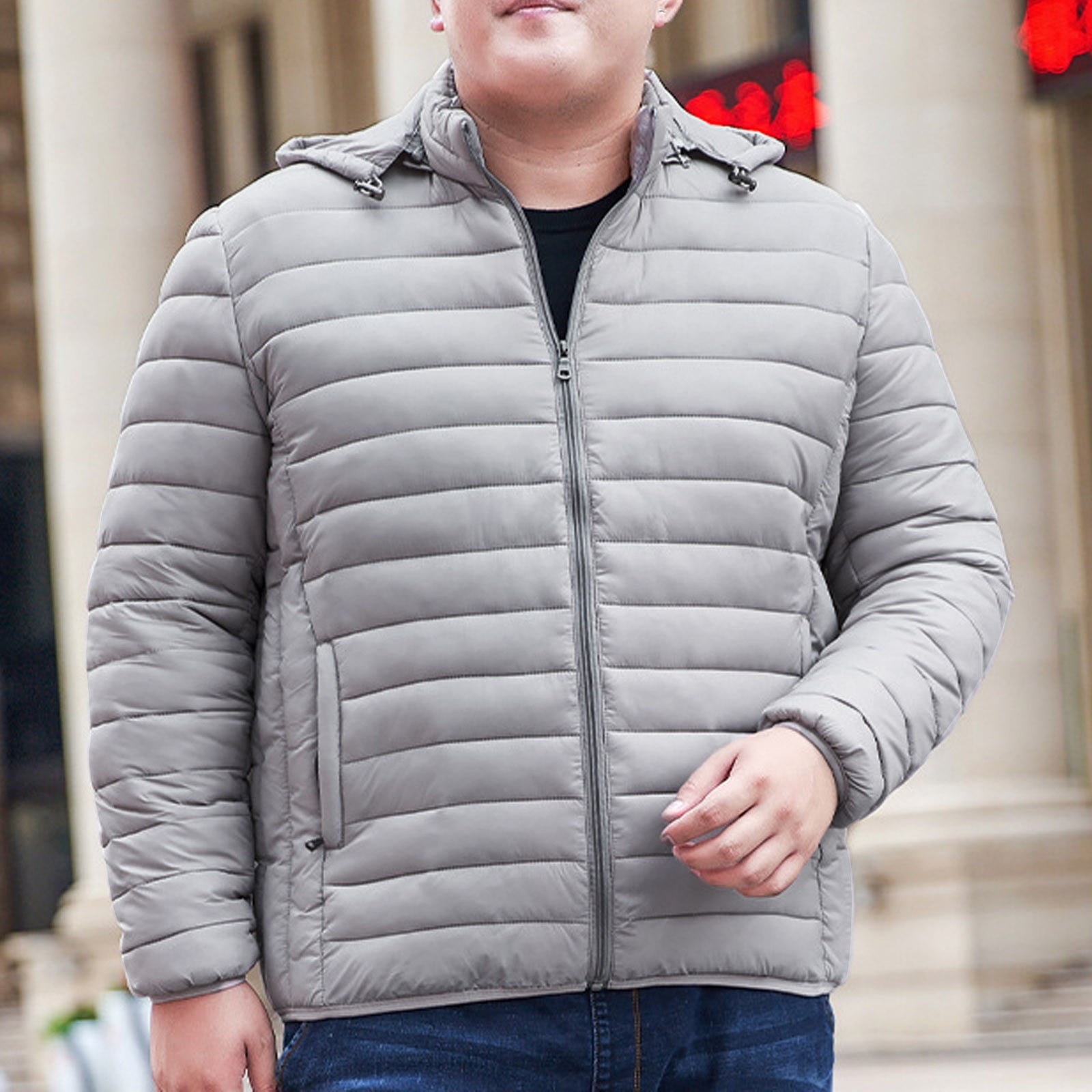 50% off Clear! Men's Lightweight Puffer Down Jackets Detachable Hood ...