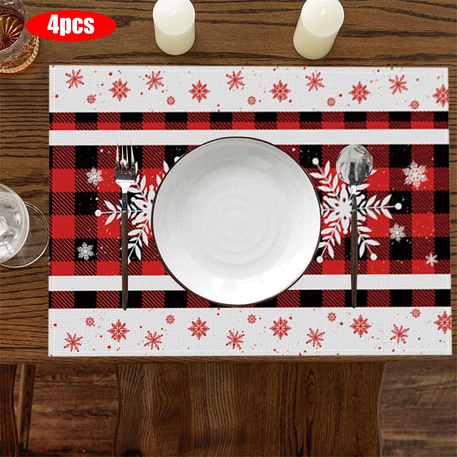 Nrmrqz Christmas Placemats Restaurant Decoration Table Mat Linen ...