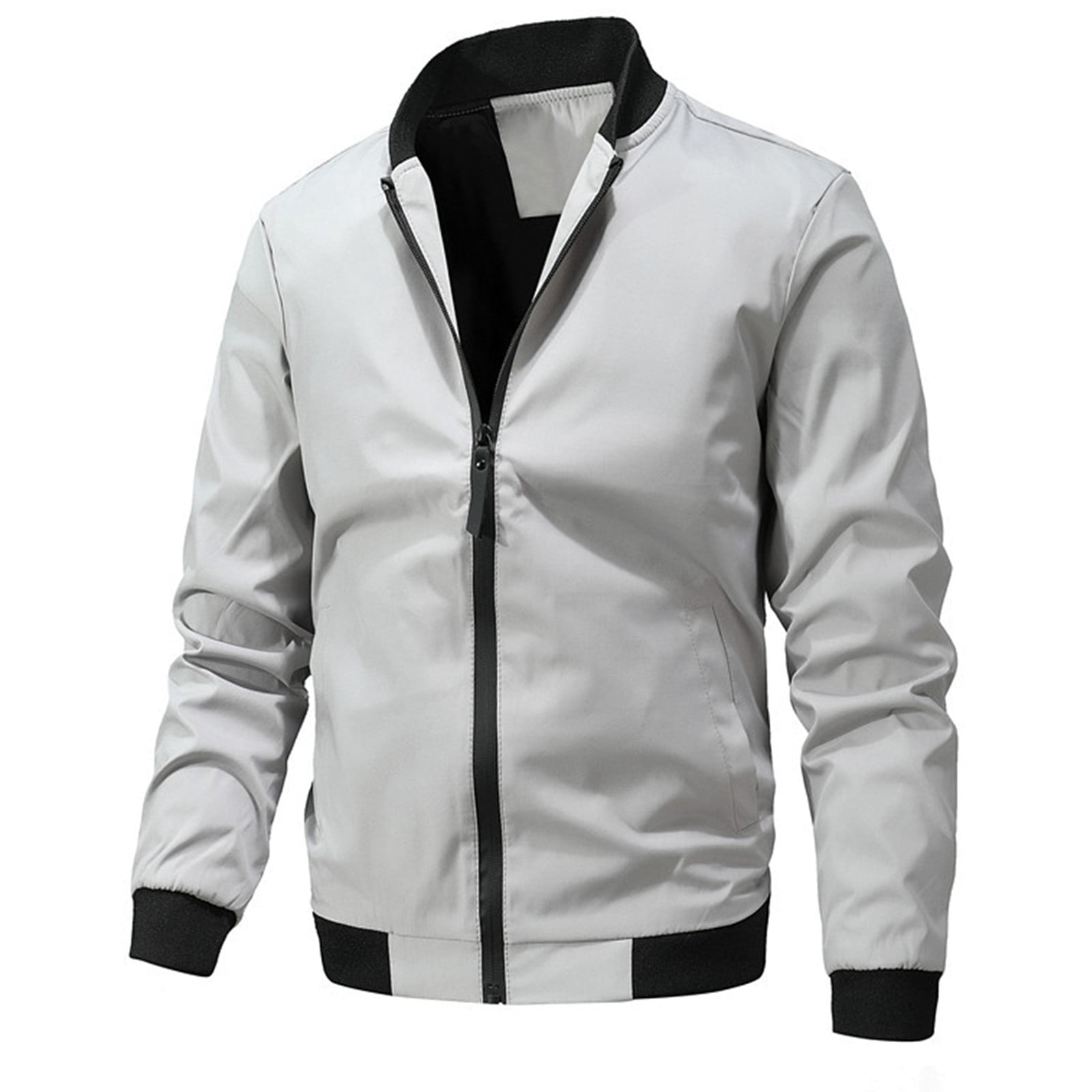 PiGOGI Men's Sport Coats Men's New Solid Color Stand-up Collar Casual ...