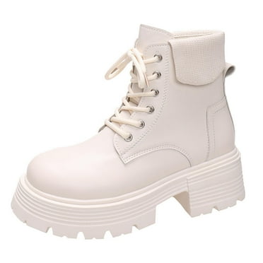 SUN STONE Womens Beige 1" Platform Lace-Up Lug Sole Padded Ruthee Round ...