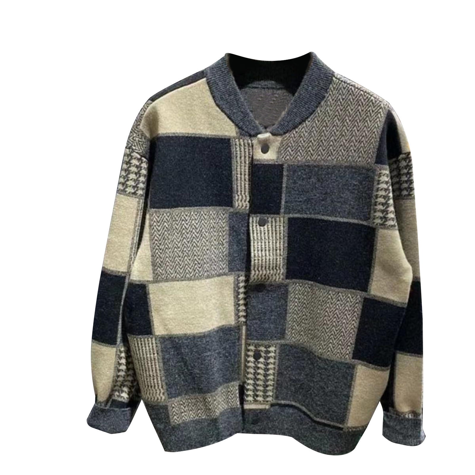 Dihao Mens Jackets Plus Size Clearance Men's Color Blocked Knit Round ...