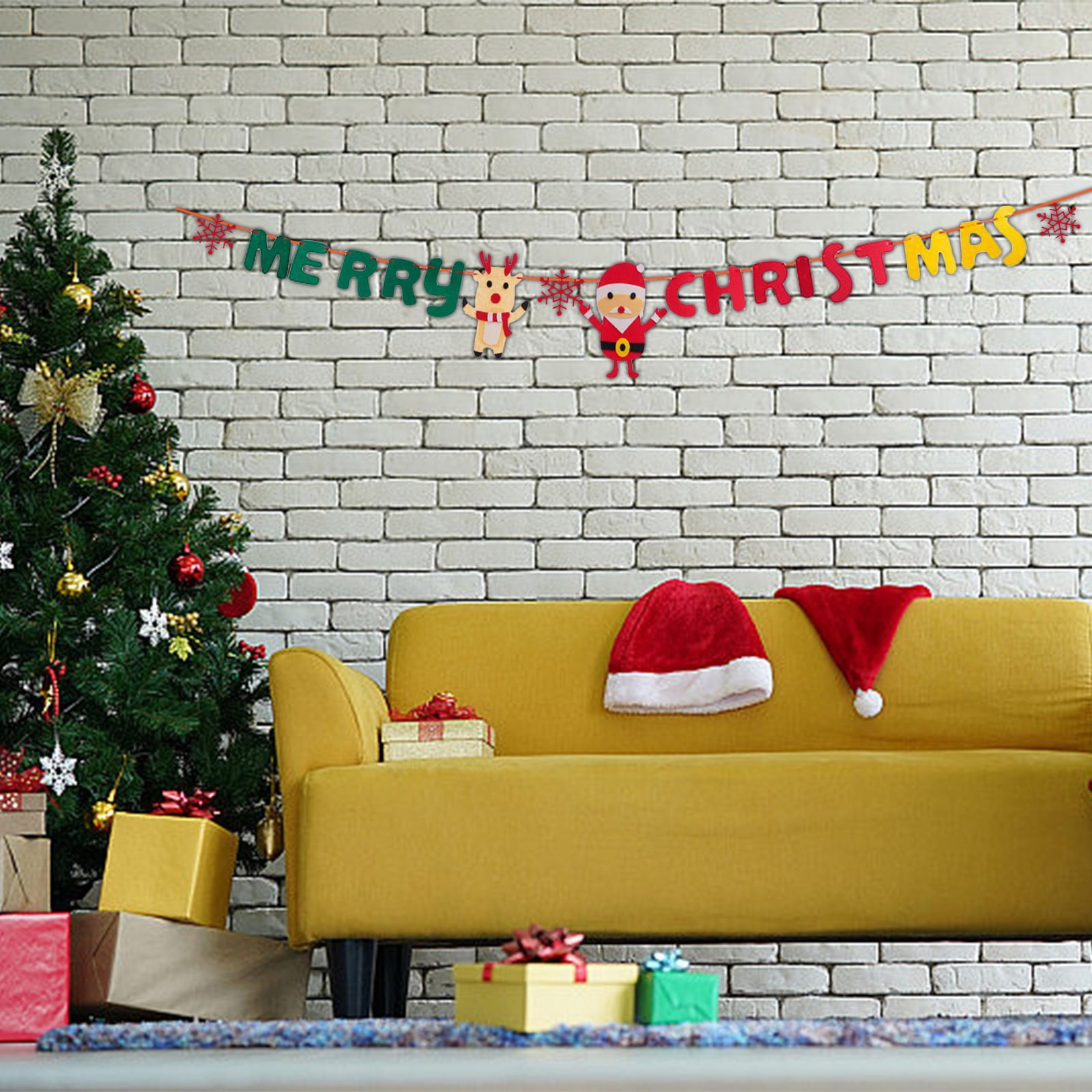 Iumwxz Christmas Banner Banner Decoration Hanging Flag Letter Colored ...