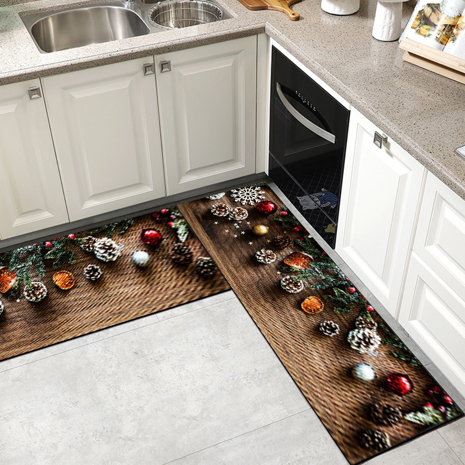Iumwxz Christmas Floor Mat, Household Long Kitchen Mat, Non-Slip and ...