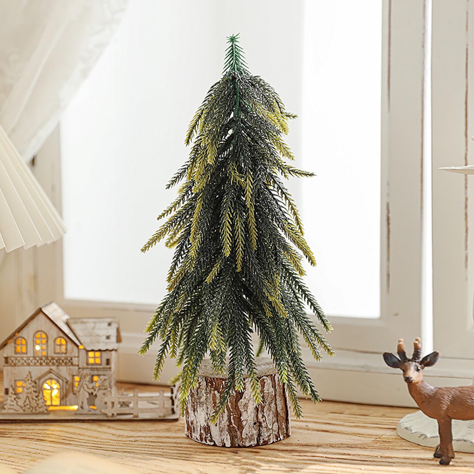 Iumwxz Small Christmas Snow Spray Tree Home Mini Tabletop Decoration ...