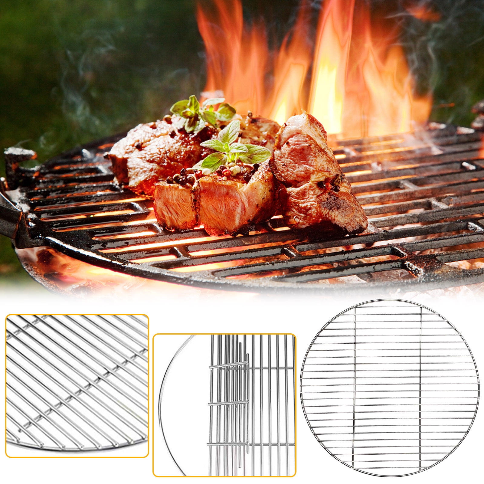 Round Grill Net,Barbecue Wire Mesh,Stainless Steel BBQ Mesh Grill Mats ...