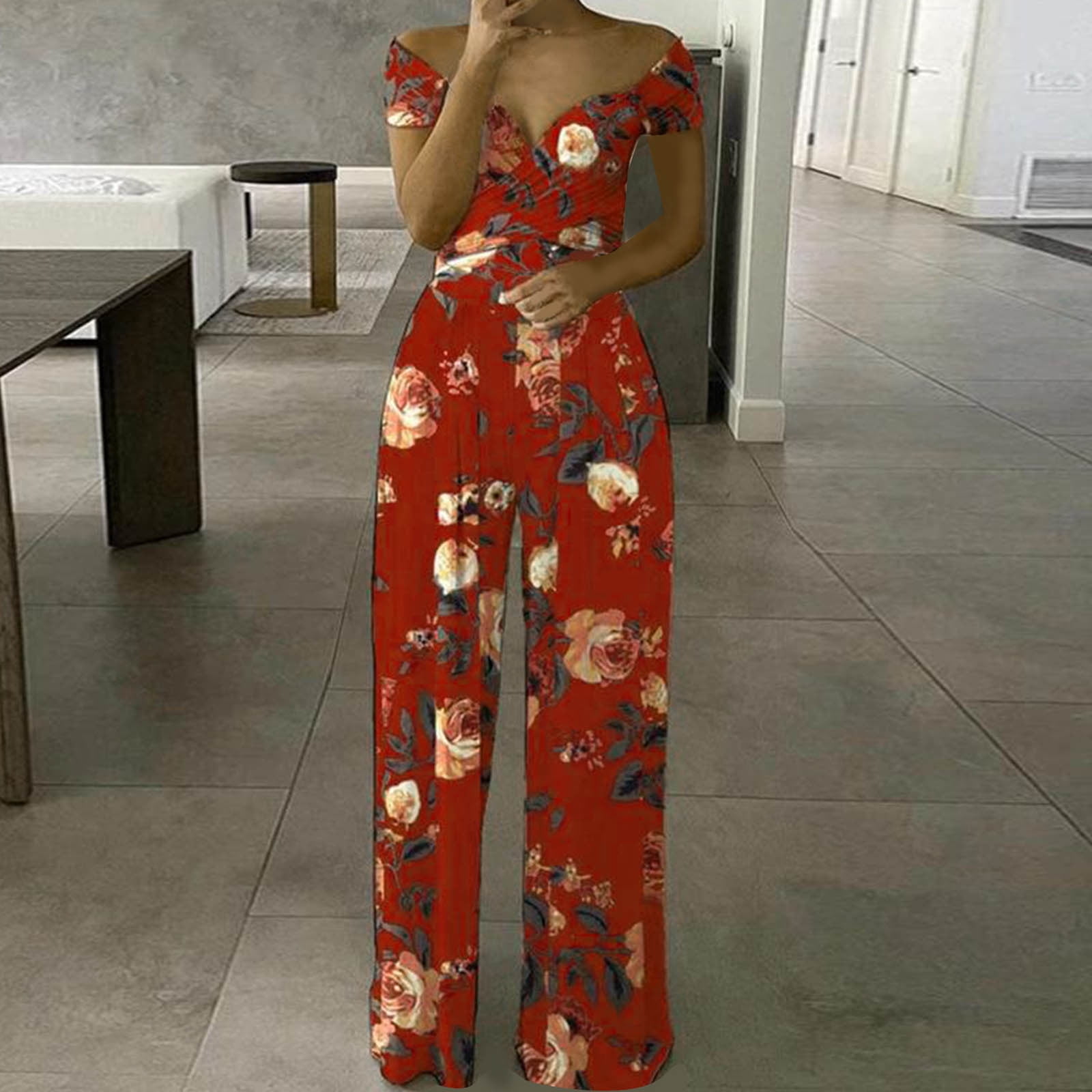 Usmixi Jumpsuits for Women Dressy Business Casual Empire Waist Pleated ...