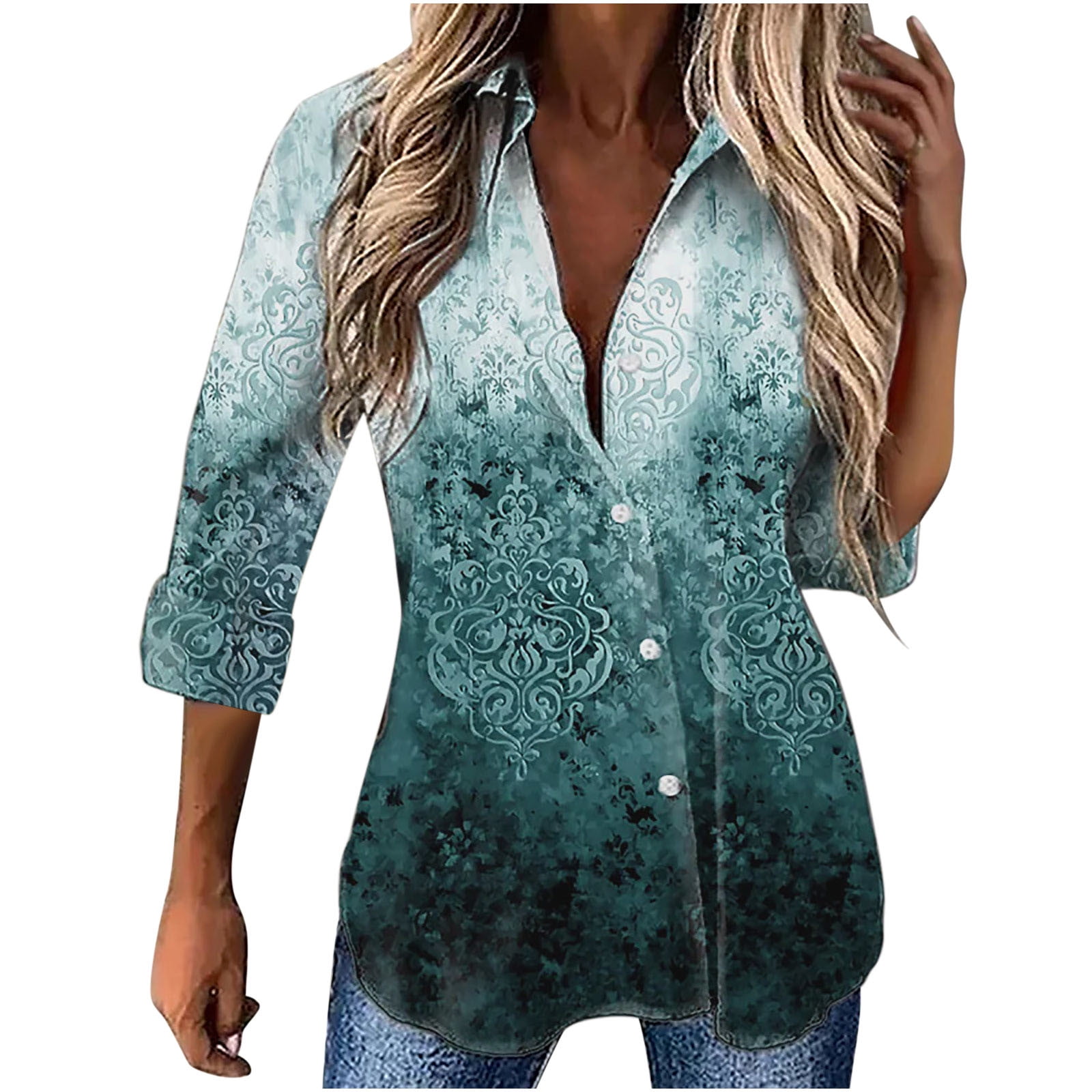 LEAVINGSUO Fall Winter V Neck Long Tops for Women, Womens Tops ...