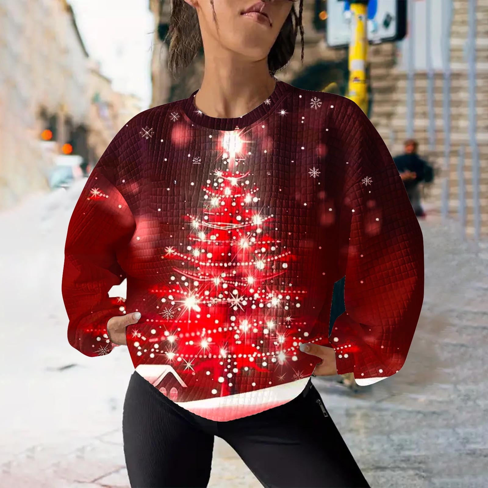 Xqxayjr Women Long Sleeve Christmas Sweatshirt Casual Loose Crewneck ...