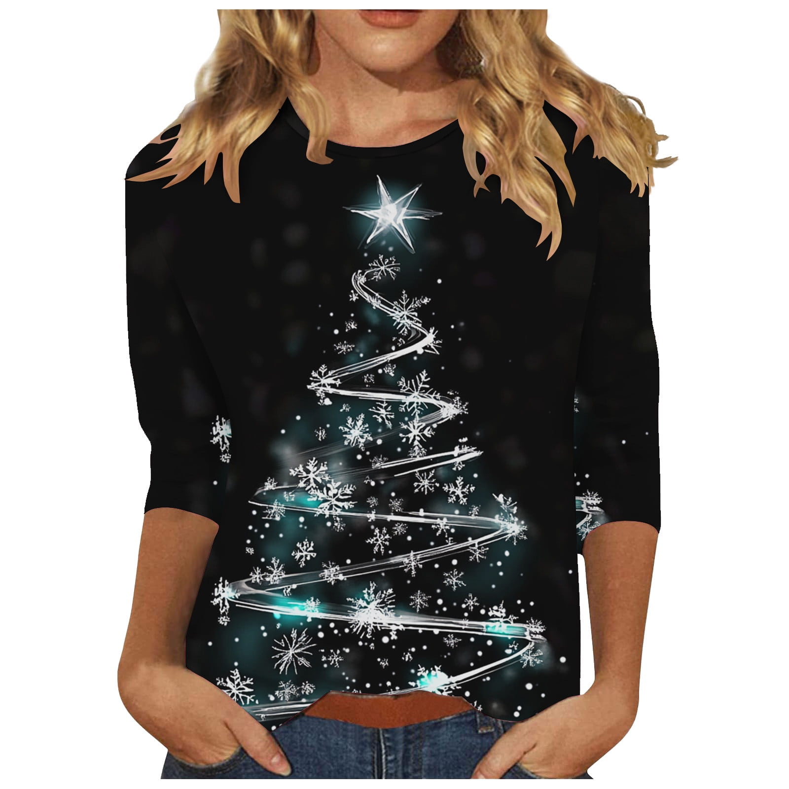 gakvbuo Ugly Christmas Sweatshirt For Women Funny Christmas Graphic Tee ...
