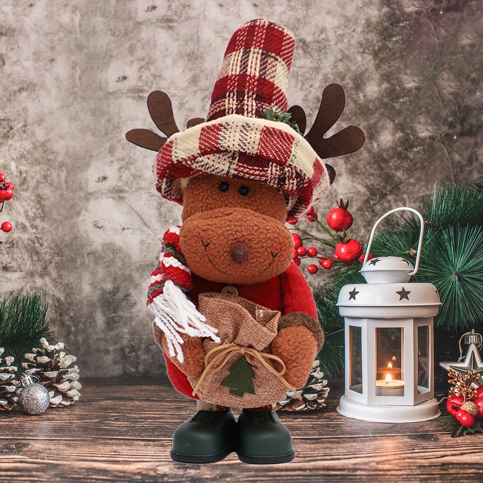 kkbbma under $5 Christmas Decor, Christmas Snomen Deer Santa Plush ...