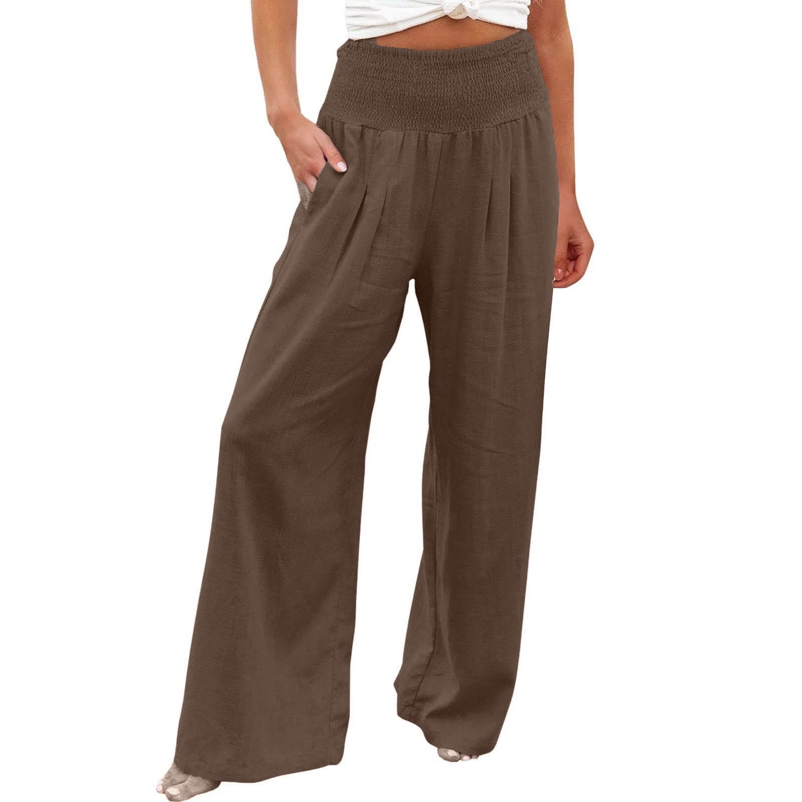 Black Friday Savings Trousers For Womens Elasticated Wide Leg Slacks ...
