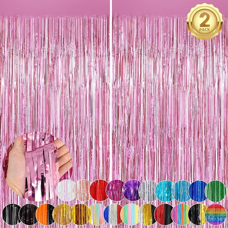 Black Fringe Curtain Party Streamers 2Pack 3.3x8.3 Ft Foil Fringe ...