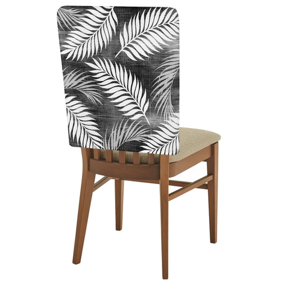 Black Fronds Chair Back Covers Set of 2 Black Slate Gray Leaf Plant ...