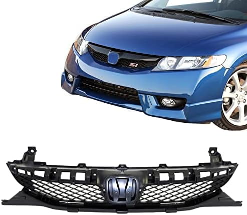 Black Front Grille Compatible with 09 10 11 HONDA Civic (Partslink ...