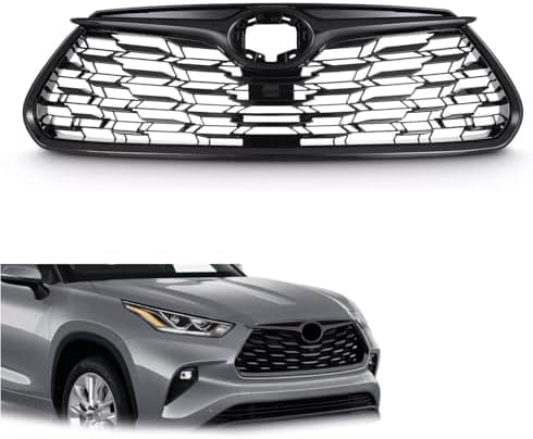 Black Front Grille Compatible with Toyota Highlander 2020 2021 2022 ...