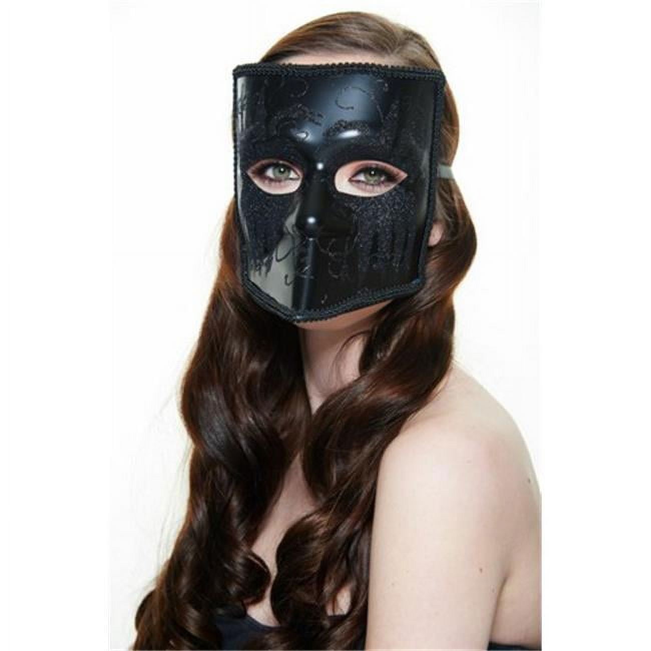 Black Full Face Bauta Plastic Mask with Glitter - Walmart.com
