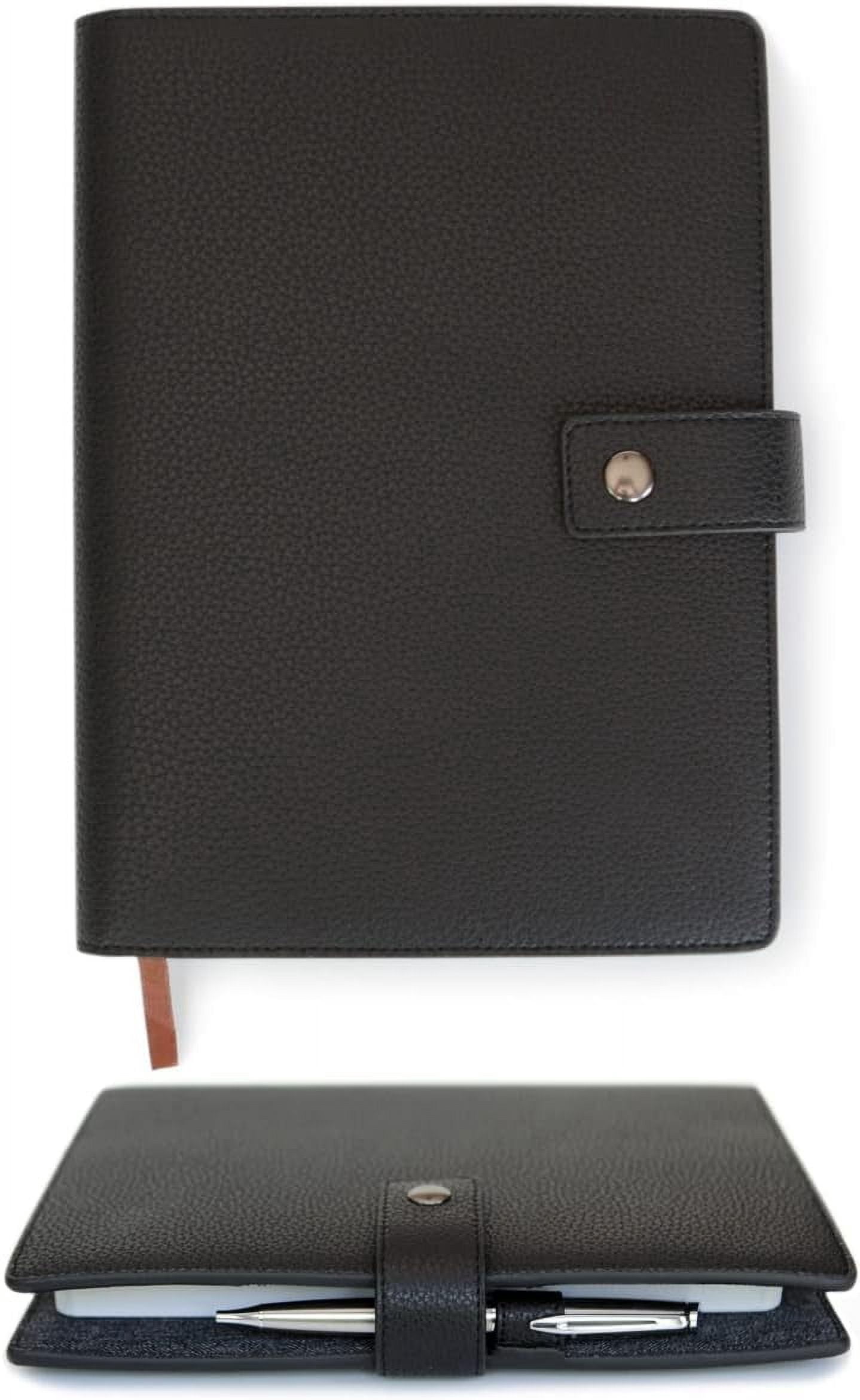 Black Full Grain Premium Leather Refillable Journal Cover with A5 Lined ...