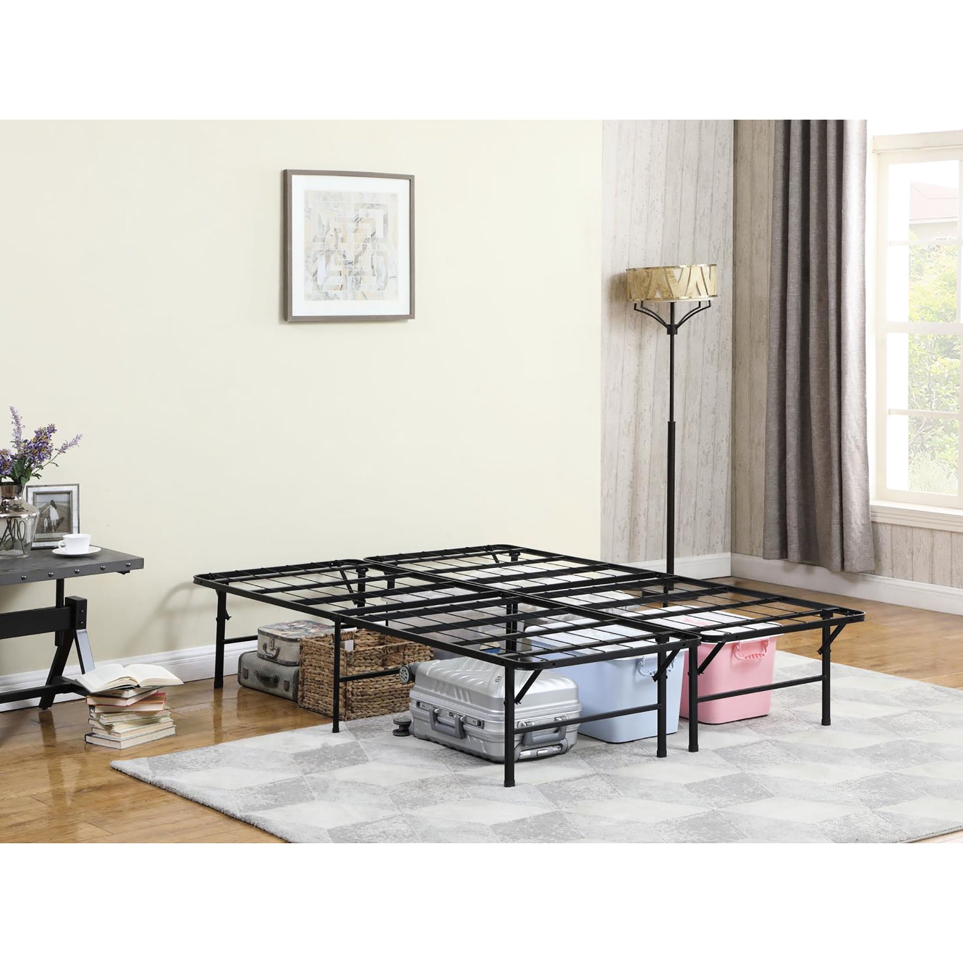 Black Full Platform Bed With Heavy Gauge Steel For A Comfortable ...