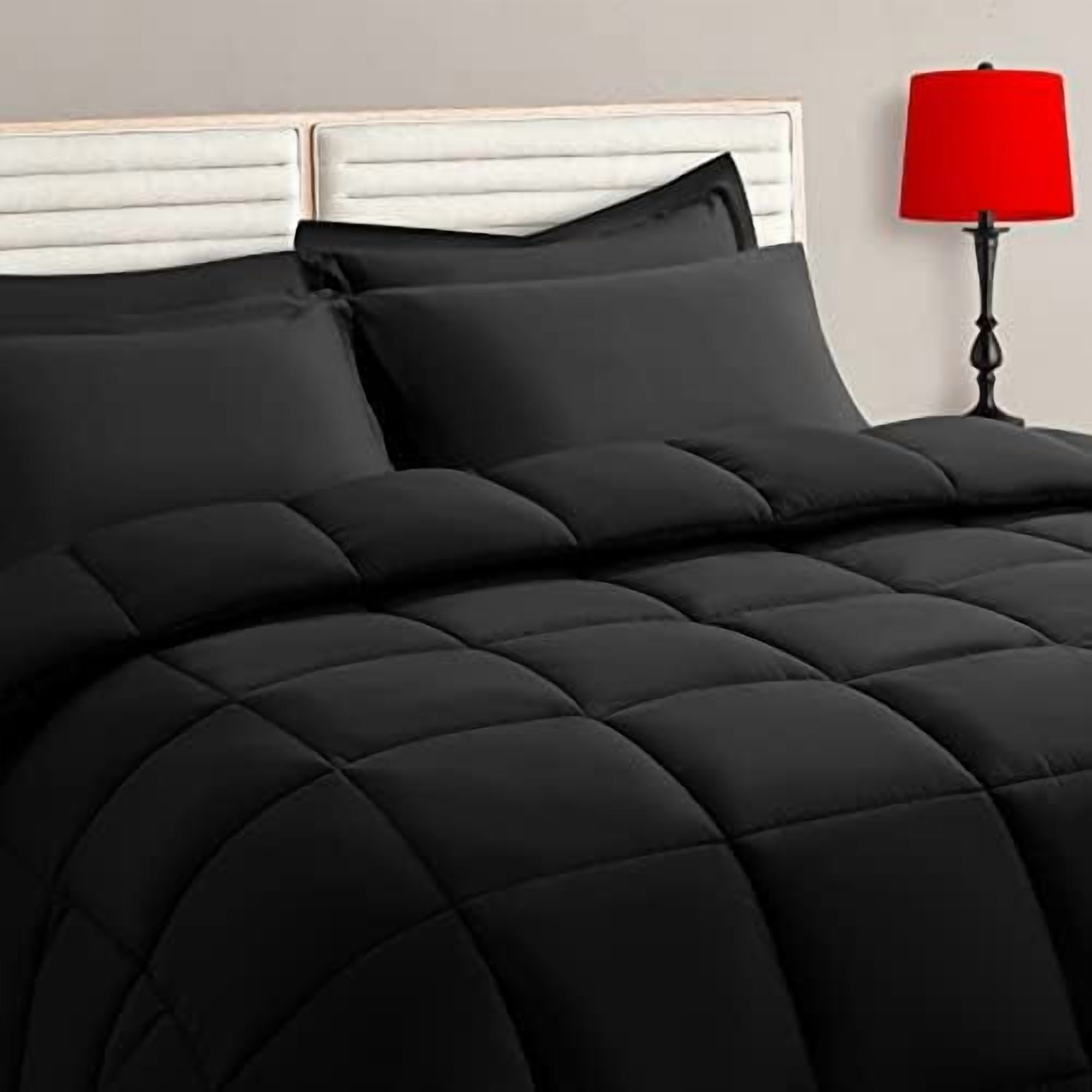 Black Full Size Comforter Set - 7 Pieces, Bed in a Bag Bedding Sets ...
