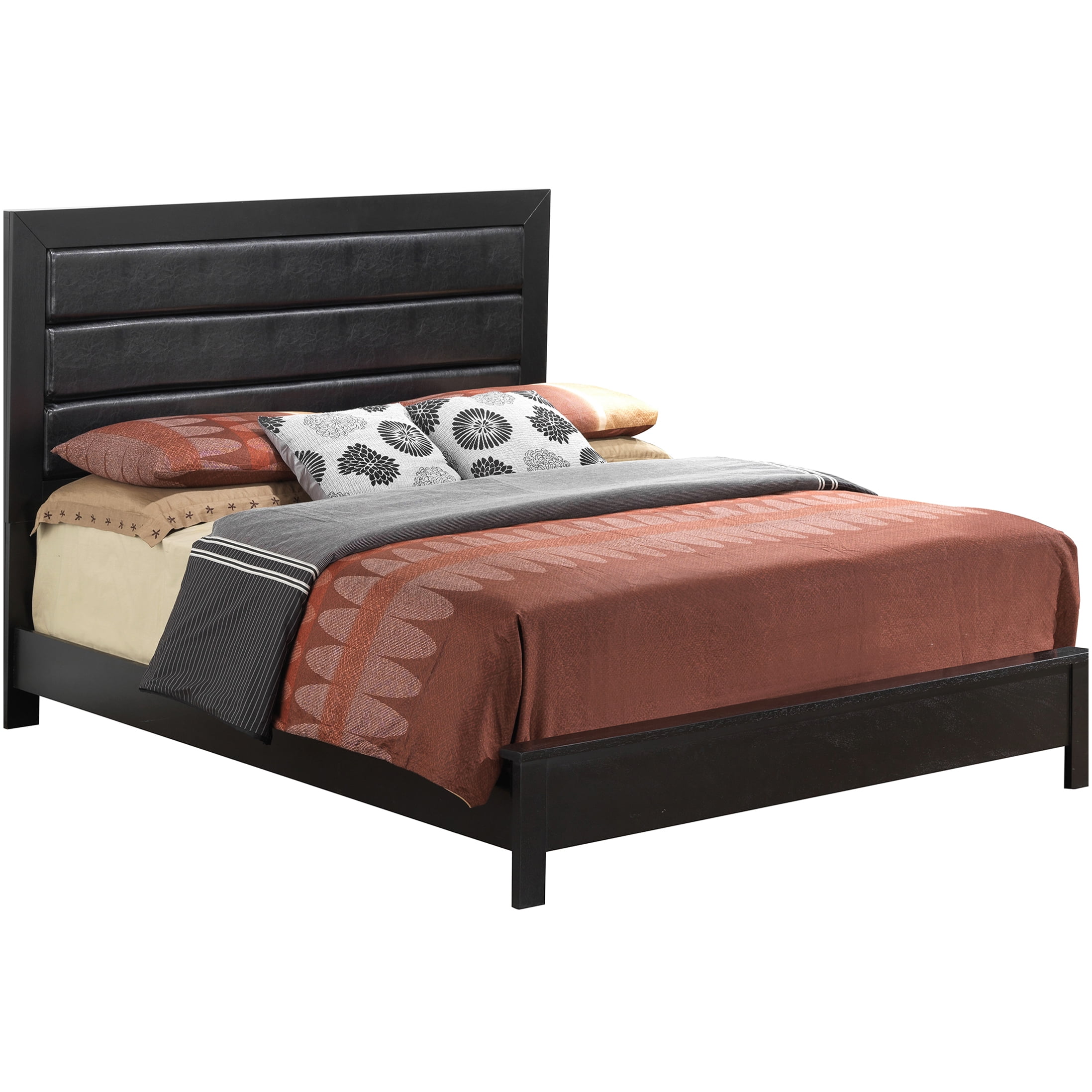 Black Full Size Platform Bed Frame with 4 Storage Drawers, Headboard ...